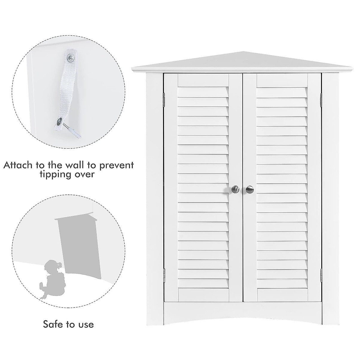 HW66192 Corner Cabinet, White