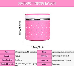 Insulated Lunch Box, 600ml Thermal Thermos Lunch Box Insulation Hot Food Container, Stainless Steel, Storage Lunch, Container, Canteen, Double Walled, Portable Food Bowl (Pink)