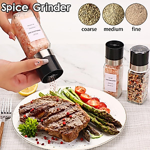 Forhaodejia Spice Jars - 24 Pcs, Spice Jars with Labels, Glass Spice Jars with Bamboo Lids, Seasoning Containers,Empty Glass Spice Container Set, Seasoning Organizer, Kitchen Set, with Pepper Grinder