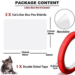 3Pcs Cat Litter Box Pee Shields, Cat Litter Box Splash Guard, Easy Clean Cat Litter Pan Pee Privacy Shields - Litter Box Not Included