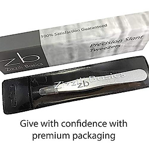 Zizzili Basics Tweezers - Surgical Grade Slant and Pointed Tweezer for Eyebrow, Facial Hair Removal and your Precision Needs - Bundle