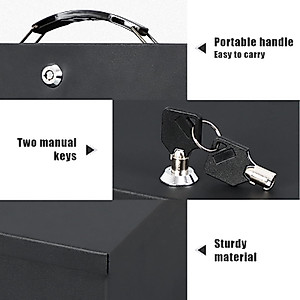 xydled Fire Resistant Safe Fire Safe Box with Key Lock for Home Office Security Storage for Valuables Documents,12.8 x 8.5 x 4.5 Inch,Black