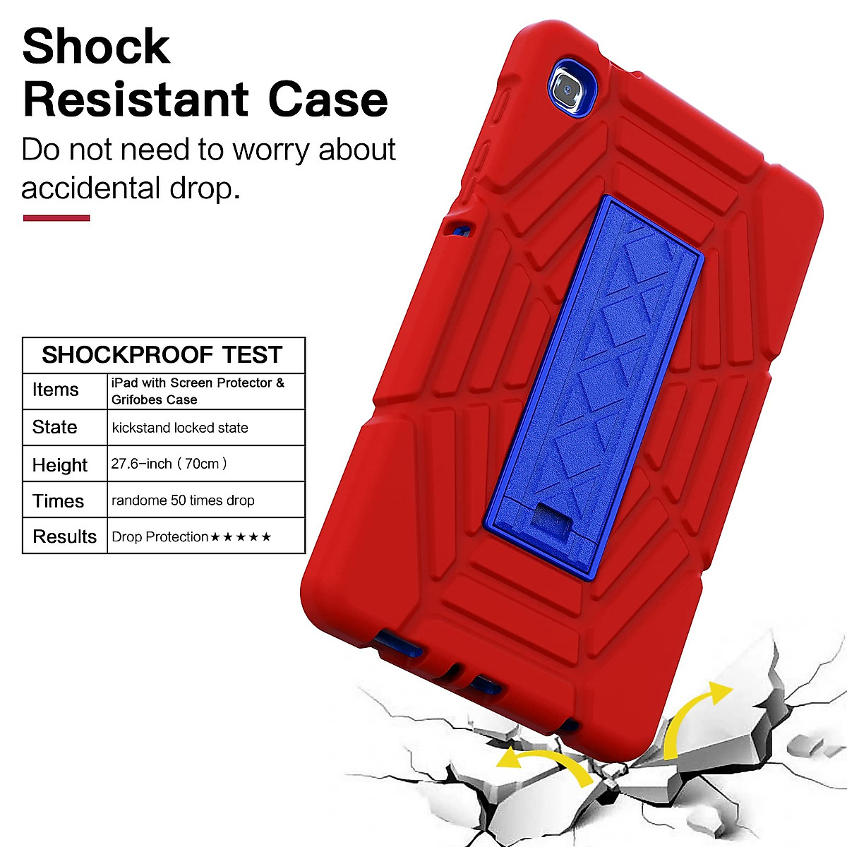 Grifobes for Samsung Galaxy Tab A7 Lite Case, 8.7 inch Shockproof Rugged Protective Cover with Stand for 2021 Tab A7 Lite 8.7" Tablet SM-T220/T225/T227U for Kids Boys Children(Red+Blue)