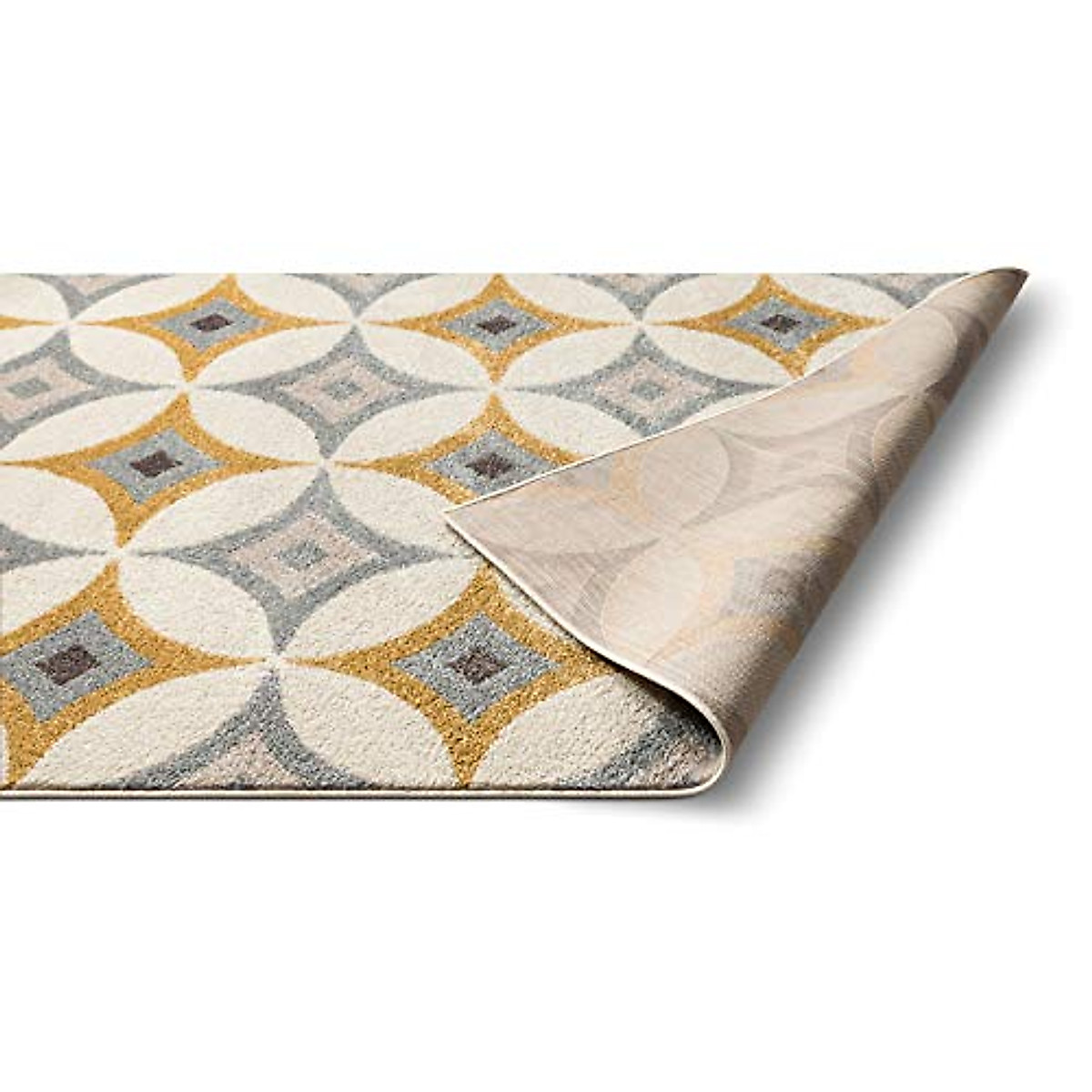 Well Woven Greyson Scanadnavian Retro Diamond Geometric Grey & Gold Area Rug 8x11 (7'10" x 9'10")