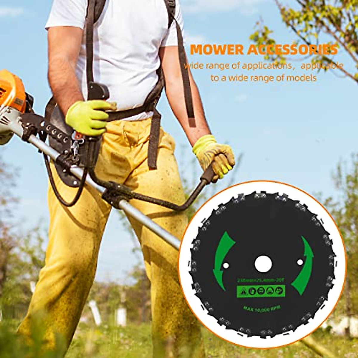 9" x 20T Chainsaw Tooth Brush Cutter Blade,10" x 80T Carbide Tip Brush Blades with Universal Adapter Kit,Premium Stainless Steel Trimmer Head Compatible with Cutter, Trimmer, Weed Eater (2 Pack)