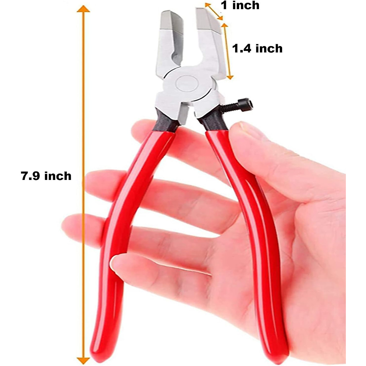 8 Inch Key Fob Pliers Attach Rubber Tips, Glass Running Plier for Key Fob Hardware Install and Stained Glass Work, with Adjustable Screw