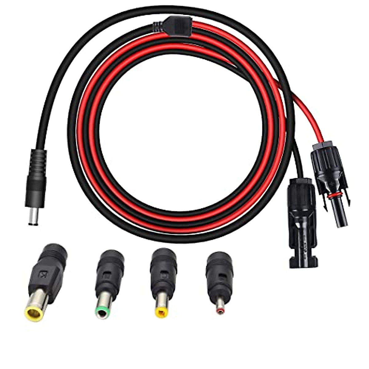 ZUYOOK Solar Panel Plug to DC 5.5mm x 2.1mm Male Adapter Cable MC-4 to DC Cable with DC 3.5x1.35mm,DC 5.5mmx2.5mm 6.3x3mm and DC8mmConverter for Solar Panel and Generator Connector 1.5m/5ft 16AWG