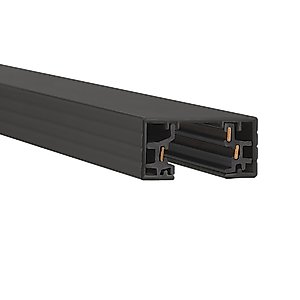 WAC Lighting H Track 4FT Single Circuit Field Cuttable 120V Track for H Style 3-Wire Track Fixtures with 2 Endcaps in Black