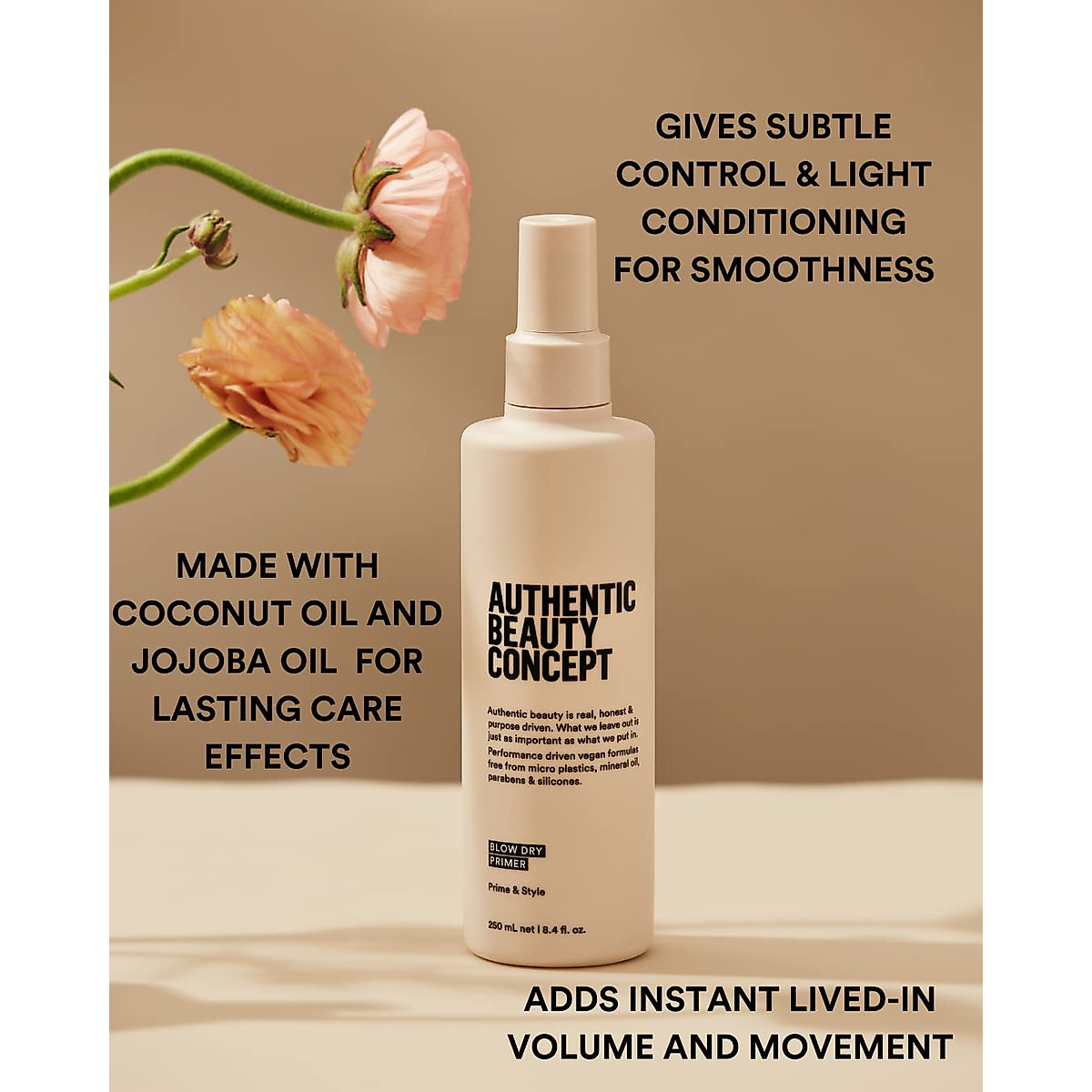 Authentic Beauty Concept Blow Dry Primer | Blow Dry Spray Heat Protection | Protects Hair from Blow Dry Damage | Thermal Protection | Vegan & Cruelty-free | Silicone-free | 8.4 fl. oz.