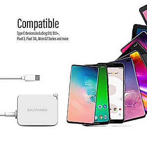 Galvanox Rapid Charger for All Google Pixel Models | Wall Plug Travel Adapter with Folding Prongs | Built in USB-C Cable for Pixel 2,3,3a,4,4XL,4a, 5G,5/5a/6/6a/7/7 Pro (PD 18W Output)