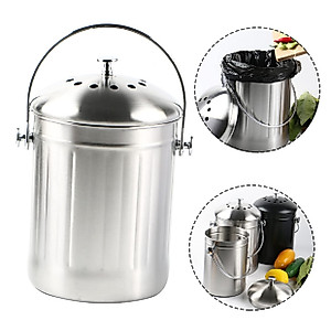 GATHINESS Stainless Steel Compost Bucket Indoor Compost bin Kitchen composter Metal Planter Waste Paper Basket Stylish Rubbish containers Counter Compost bin Compost Pail Rubbish Truck Food