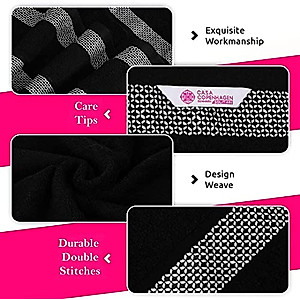 CASA COPENHAGEN Solitaire Designed in Denmark 600 GSM 2 Large Bath Towels 2 Large Hand Towels 2 Washcloths, Super Soft Egyptian Cotton 6 Towels Set for Bathroom, Kitchen & Shower - White + Black