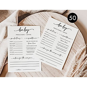 50 Large Baby Predictions and Advice - Minimalist - Baby Shower Game, New Mom & Dad Card or Mommy & Daddy to Be, Girl or Boy Babies New Parent Message Advice Book, Fun Gender Neutral Party (50-Cards)