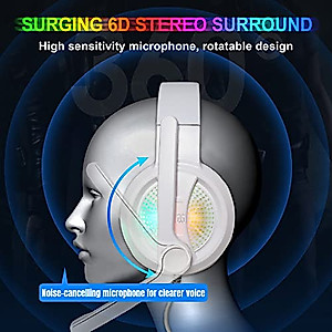 DGG Gaming Keyboard and Mouse and Gaming Headset & Mouse Pad,RGB Backlight Bundle for PC Gamers Gift Users_4 in 1 White Edition