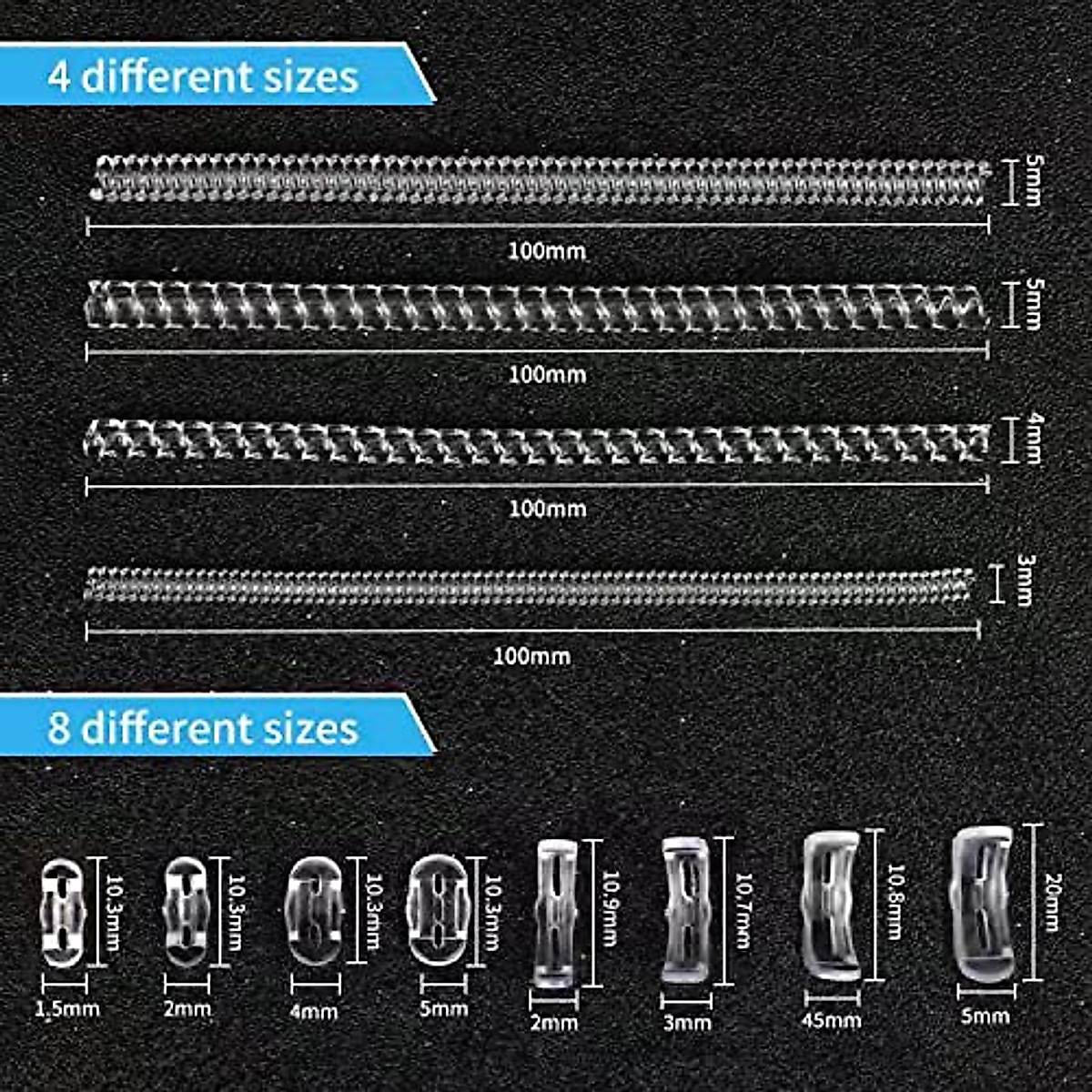 Ring Size Adjuster for Loose Rings, Multiple Size, Ring Sizer, Mandrel for Making Jewelry Guard, Resizer, Spacer, Spiral Silicone Tightener Set with Polishing Cloth