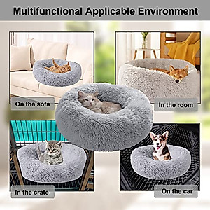 Waterproof Dog beds for Medium Dogs, Calming Anti Anxiety Cat Beds, Round Fluffy Faux Fur Plush Cozy - Confortable & Warm Donut Washable Pet Bed (16"/20"/24"/27"/36")