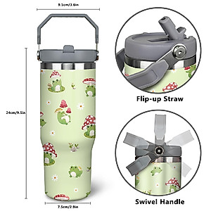 ysnifeiw 30oz Frog Tumbler with Handle and Straw, Stainless Steel Insulated Frog Cup with Top Handle and Lid, Frog Coofee Mug Gifts for Women Men