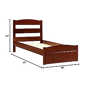 Merax Wood Platform Bed Frame with Storage and Headboard, Wooden Bed Frame, Twin (Walnut)