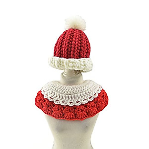 FLAdorepet 2PCS Handmade Rabbit Hat Cape,Christmas Santa Claus Costume Clothes Cap Head Accessories for Kitten,Small Dog Chinchilla and Small Animals (Red)