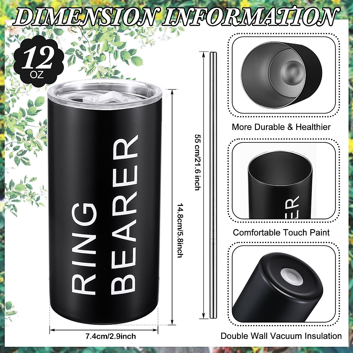 Mepase 4 Pcs Ring Wedding Bearer Gifts Include Groomsmen Proposal Box, Sunglasses, Tie and Tumbler, Groomsmen Proposal Gift for Ring Kids Boys Bearer Security Bridesmaids Costume Outfit Accessories