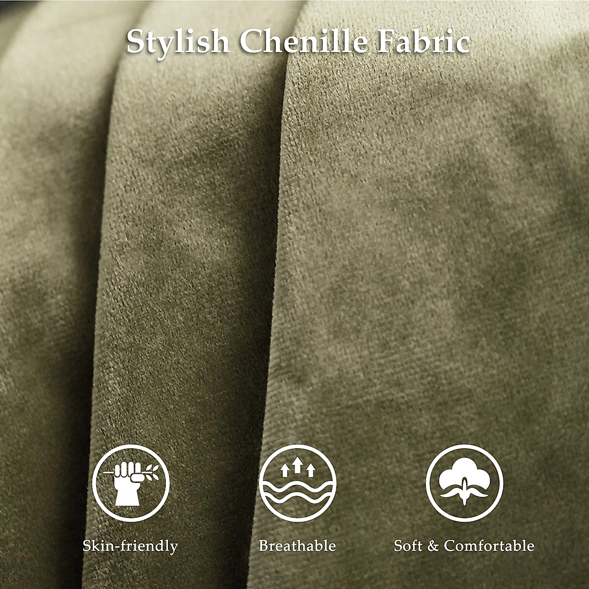 DEINPPA 2 Piece Living Room Furniture Set, Upholstered Sofa Set, Including 3-Seater Sofa and 44" Sofa with Pillows for Home or Office-Light Green