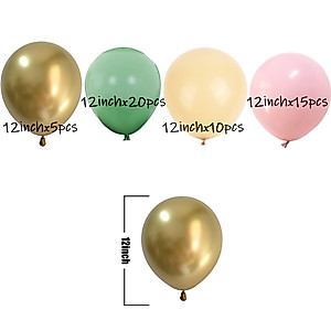 Pink Sage Green Balloons – Assorted Nude Pink Olive Green Gold Balloons 12inch for Gender Reveal Bridal Shower Cactus Party Decorations (Sage Green +Pink)