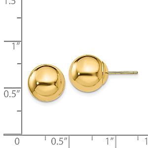 14K Yellow Gold 10mm Ball Stud Earrings
