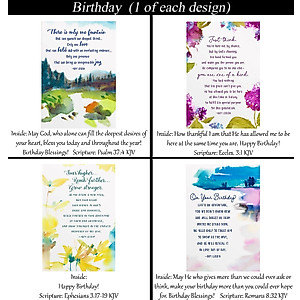 Birthday (No Repeated Cards) 32 Design Christian/Religious Greeting Card Assortment ~ Scripture in every card