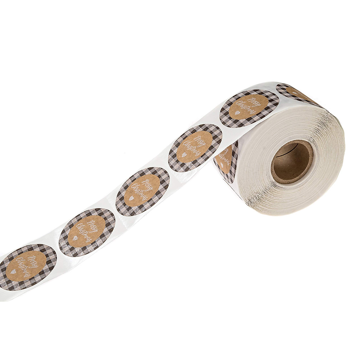 Black and White Buffalo Plaid Merry Christmas Stickers / 500 Christmas Tags / 1.5" Present Stickers/Holiday Envelope Seals