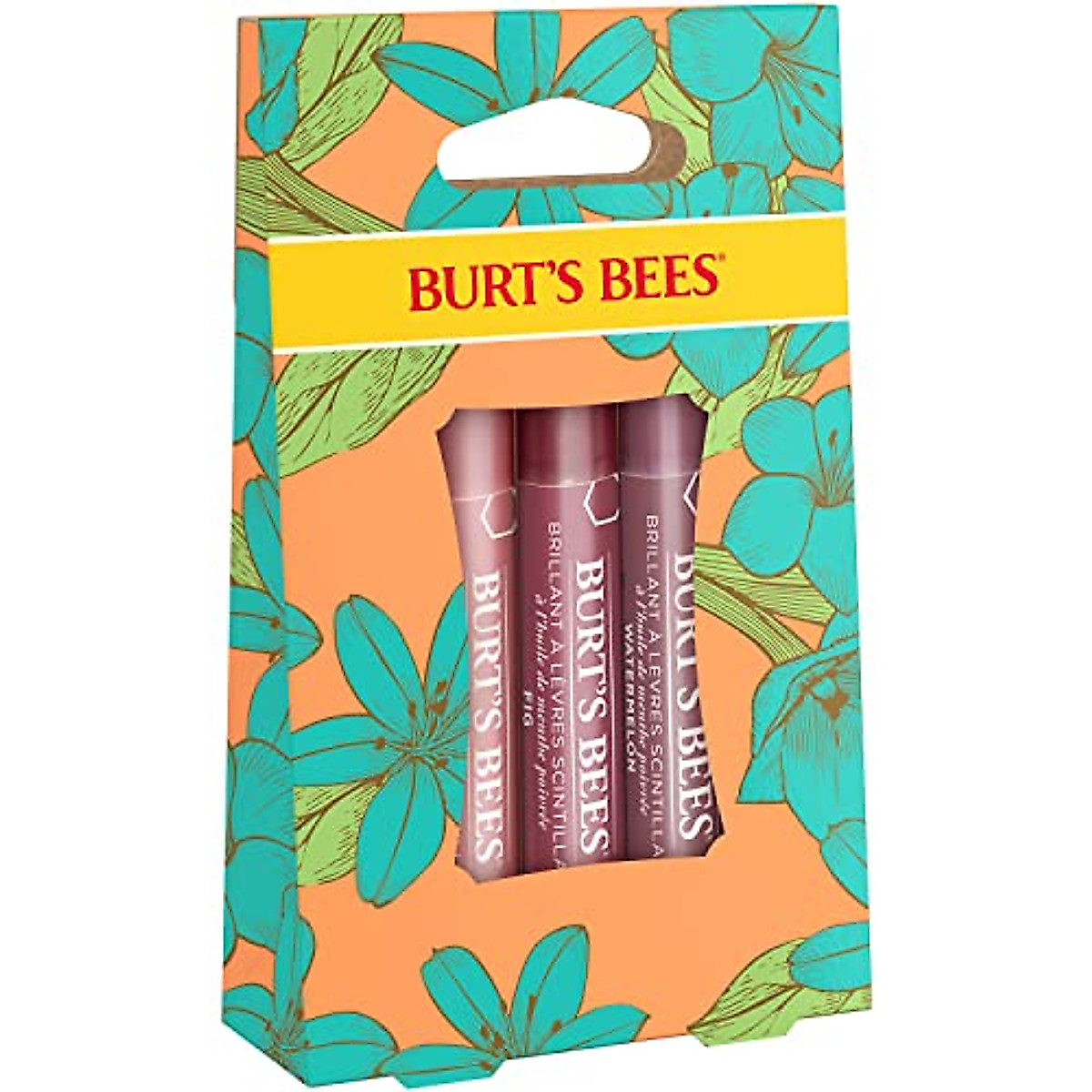Burt's Bees Lip Balm Easter Basket Stuffers, 3 Nourishing Lip Care Shimmers for All Day Glow, Kissable Color Spring Gift Set -Peony, Fig & Rhubarb (Packaging May Vary)