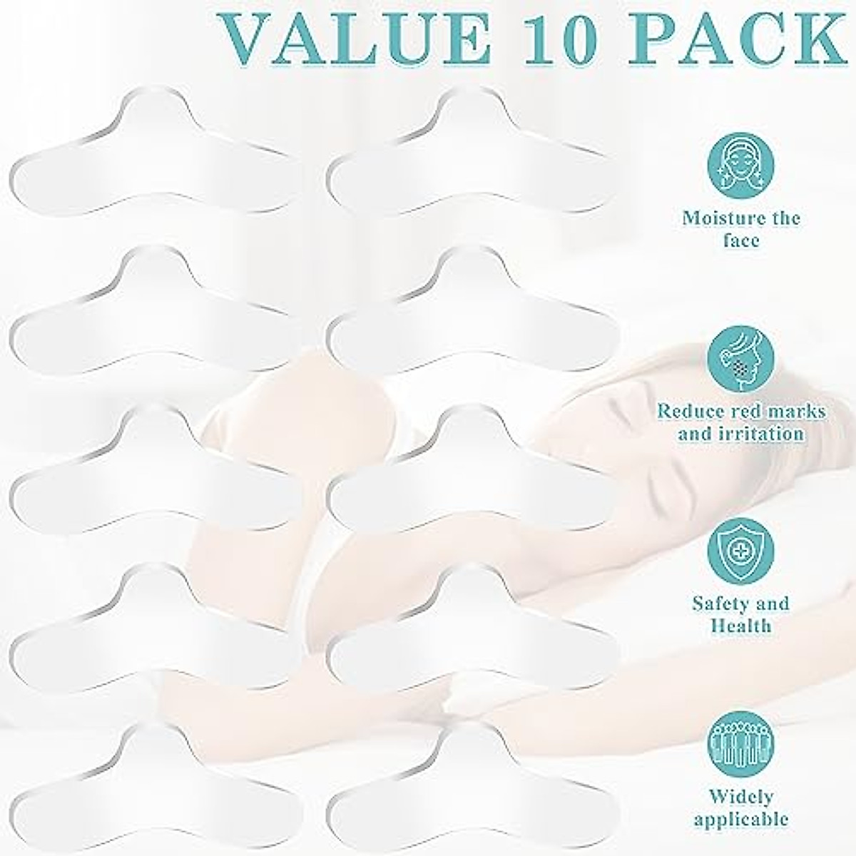 10 Pack Universal Nose Pads for CP-AP Ma-sk - Nasal Gel Pads Avoiding Air Leaks,Red Mark Irritation and Soreness,Can Be Trimmed