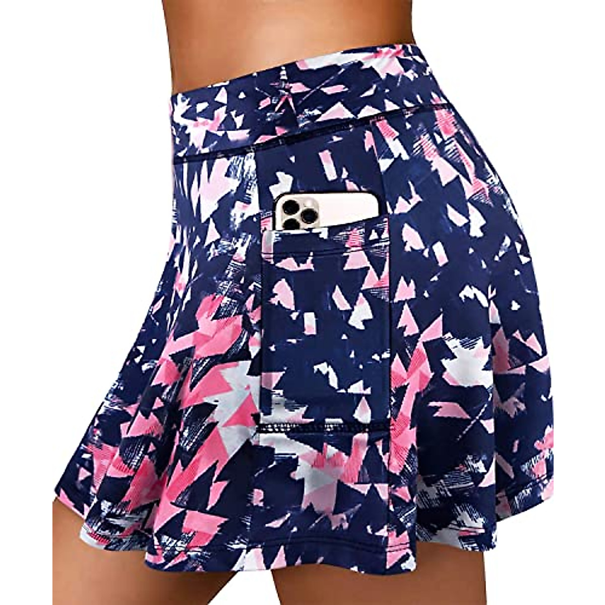 Fulbelle Womens Golf Skirt, Teen Girls Tennis Skorts Skirts for Women with Pockets Casual Summer Elastic Waistband Cute Athletic Skort Blue Pattern Large