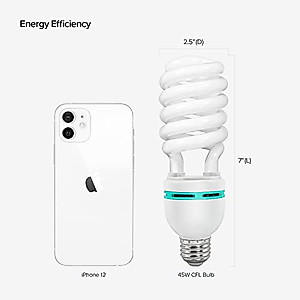 LimoStudio [1-Pack] 45 Watt, 6500K Fluorescent CFL Daylight Balanced Light Bulb for Photography Photo Video Studio Lighting, AGG1758