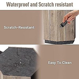 WESOME Farmhouse Coffee Table with Storage for Living Room Furniture - Modern Light Oak Grey Hexagonal End Tables