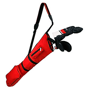 Orlimar Sunday Golf Bag, Small Red Lightweight Foldable Carry Walking Golf Club Travel Bag for a Few Clubs, Range, Men & Women with 2 Way Divider Top 2 Zippered Pockets Sling Shoulder Strap