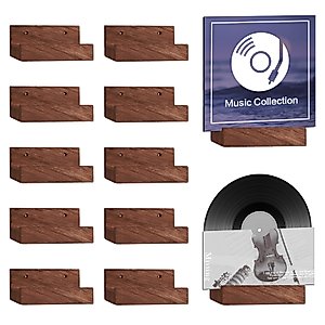clothmile 2.68 Inch 10 Pcs Vinyl Record Holder Wall Mount Floating Wooden Album Record Holder Wall Record Holder Vinyl Record Shelves Record for Displaying Daily LP CD Listening Vintage Home Decor