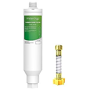 Waterdrop Hose Water Filter with Hose Protector, Reduces Chlorine, Odor, Calcium, Improve Plants Health. Ideal for Gardening, Farming and Pets