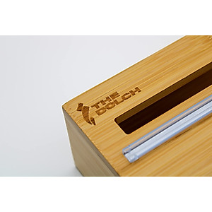 The Dolch 3 in 1 Wrap Dispenser with Cutter - Plastic Wrap Aluminum Foil and Wax Paper Organizer for Kitchen Drawer or Wall - Handy Bamboo Box for Storage - Holder Organizes Rolls -12" Roll Compatible