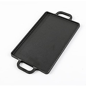 HAWOK Cast Iron Reversible Grill Rectangular Griddle 12.6x8 inch