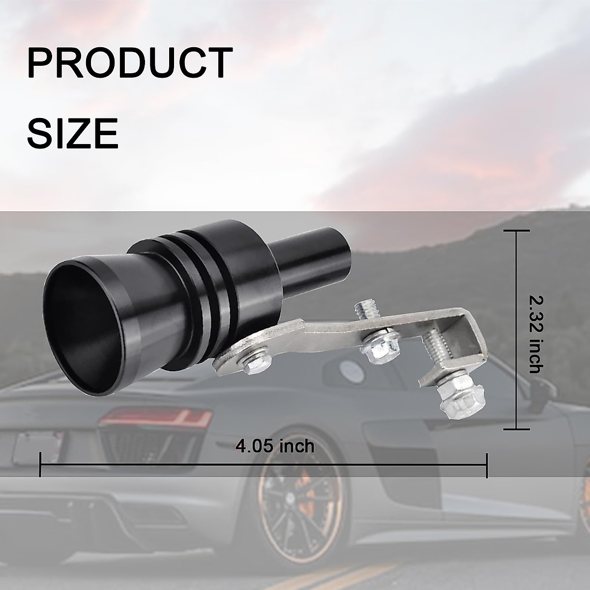 gunhunt 2 PCS Turbo Sound Whistle Simulator, 4.05" x 2.32" Car Roar Maker Tail Pipe Whistle, Universal Aluminum Turbo Sound Whistle Exhaust Muffler Sound Booster, Car Styling Accessories (Black)