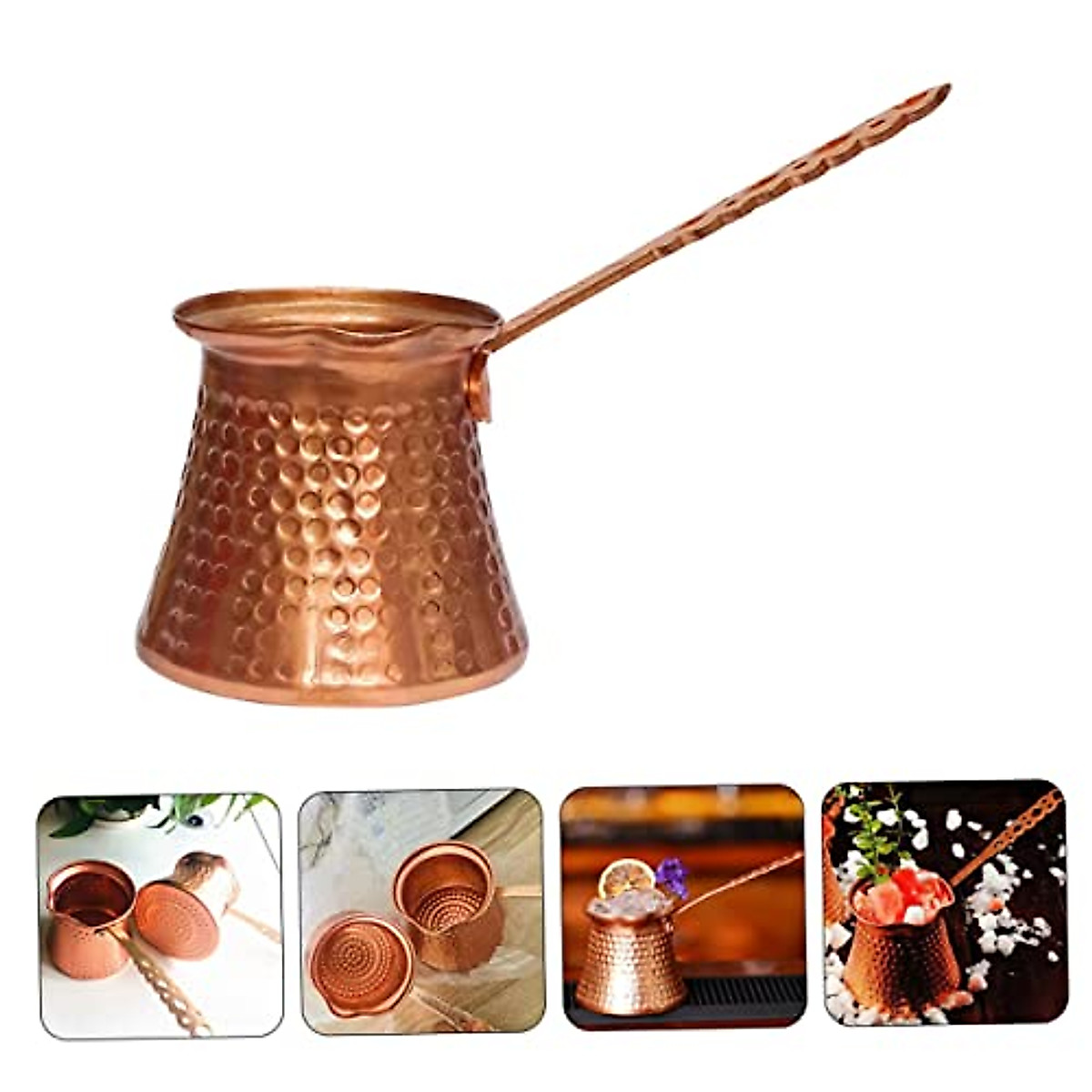 GRADENEVE Turkish Coffee Mug Thermal Coffee Mug Stove Coffee Maker Container Handmade Coffee Cezve Espresso Shot Greek Coffee Machine Tea Thermal Pots Chocolate Heater Aluminum Copper Plated