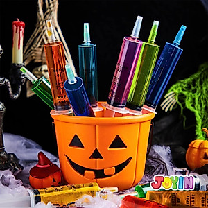JOYIN 36 PCs 60ml Charge Plastic Syringes, 2 oz Reusable Container Tubes with Caps & Individually Wrapped; Easy-Grip Caps for Halloween Party Favor