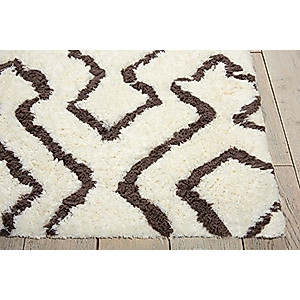 Nourison Galway Shag Ivory/Chocolate 5' x 7' Area-Rug, Easy-Cleaning, Non Shedding, Bed Room, Living Room, Dining Room, Kitchen (5x7)