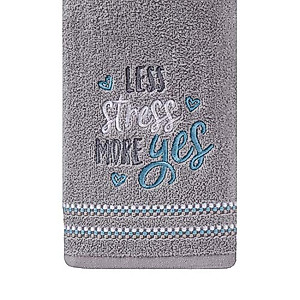 SKL Home by Saturday Knight Ltd. Less Stress More Yes 2 Pc Hand Towel, Gray