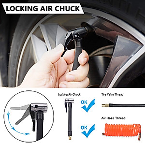 GSPSCN Portable Air Compressor Pump Tire Inflator with Digital Gauge, Heavy Duty Double Cylinder 12V Tire Pump 150 PSI with Tire Repair Kit and Toolbox for Auto,SUV,Off-Road,Truck,Bike