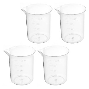 Othmro Measuring Cups 100ml/3.38oz PP Plastic Graduated Beaker Transparent for Lab Kitchen Liquids 4pcs