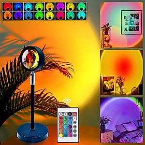 LATTO DE ROUE Sunset Lamp Projector -16 RGB Colors & 360° Rotation | Sunset Light for Photography/Party/Bedroom Decor | Sunset Projection Lamp - Rainbow Atmosphere Night Mood Light