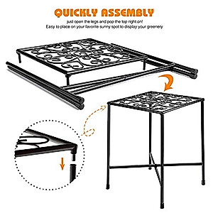 Mid Century Plant Stand, 2 Pack 11" Tall Metal Plant Stand for Flower Pot Planter Up to 100lbs, Rustproof Iron Plant Holder for Indoor Outdoor Use, Modern Plant Stand for Home Garden Display Greenery
