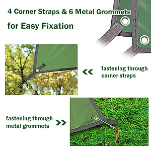 Tent Footprint, AYAMAYA PU 3000 Waterproof Tent Ground Cloth 13FT x 9FT Extra Large Size for 6-8 Person Family Camping Tents Ground Sheet Mat with 6 Tent Stakes for Camping Hiking Picnic Backpacking