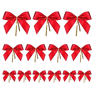 AKLVBL 48 Pack Satin Ribbon Bows Pretied Bows for DIY Craft,Wedding, Treat Bags, Gift Bags, Bakery Candy Bags and Package Decorating (S Size)